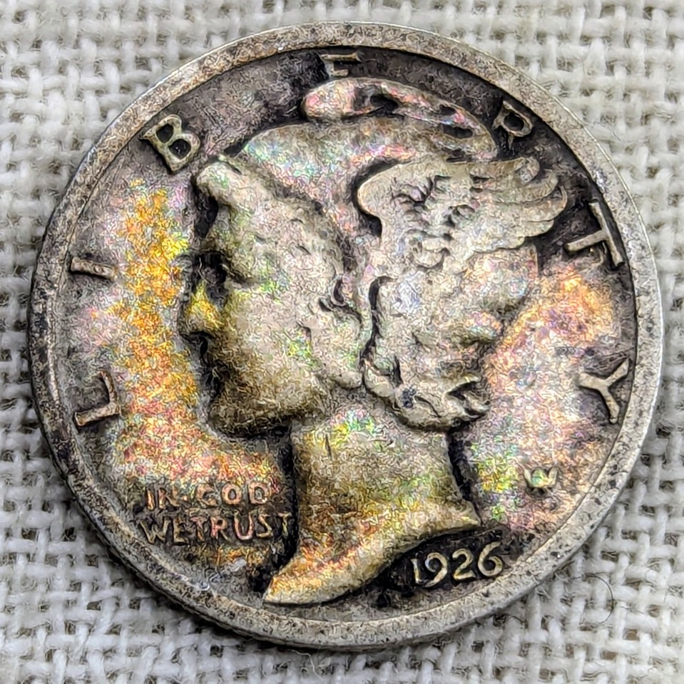 1926 Mercury Dime VG/Fine : Neon Rainbow Tone - Valuable Date (Only ...