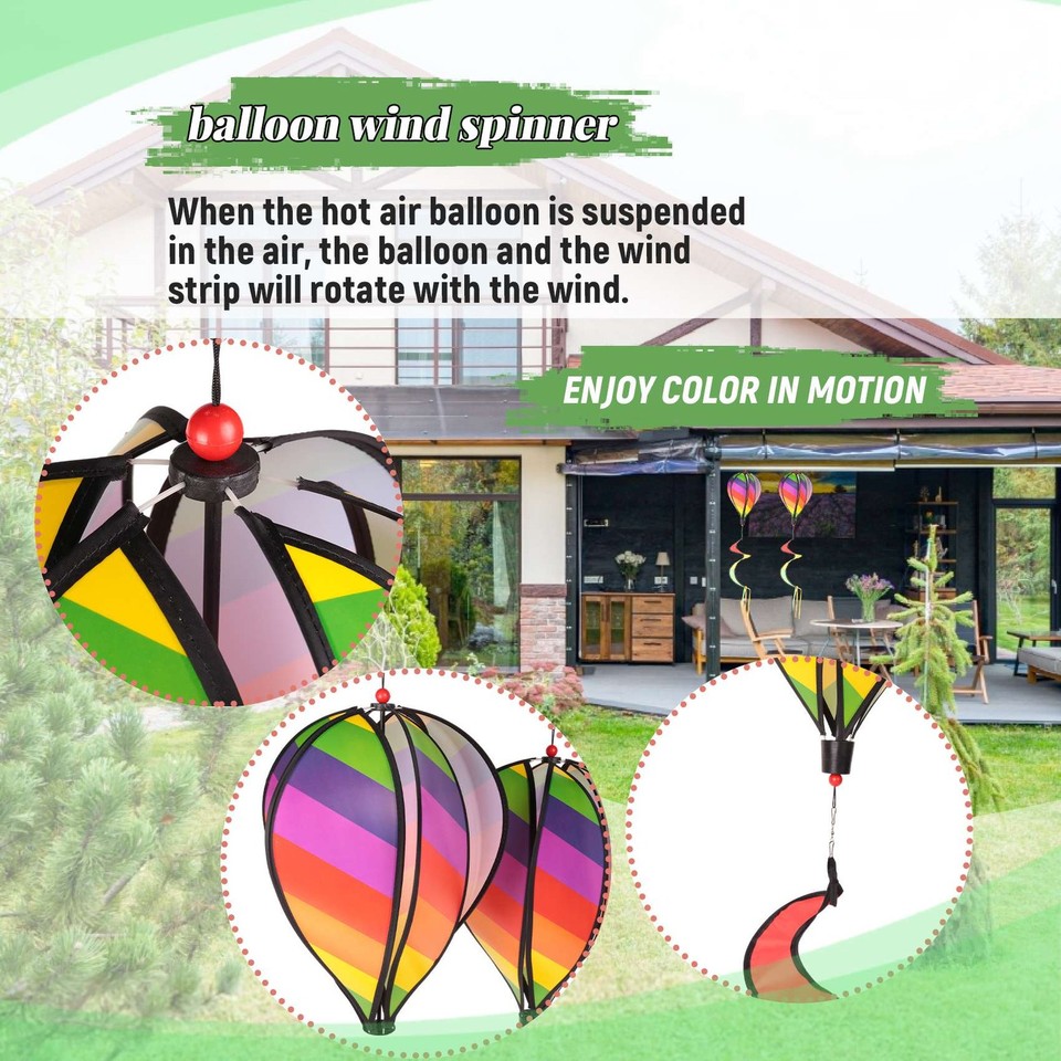 2PCS Balloon Wind Spinner Striped Windsock Balloon Yard Decor ...