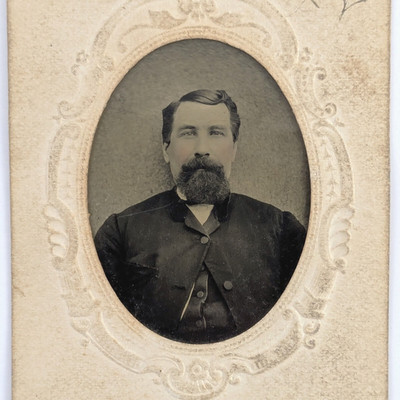 1860s Tintype Photo Portrait Victorian Man With Thick Beard Embossed ...