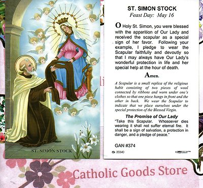 Saint St. Simon Stock with Prayer to St Simon Stock - Paperstock Holy ...