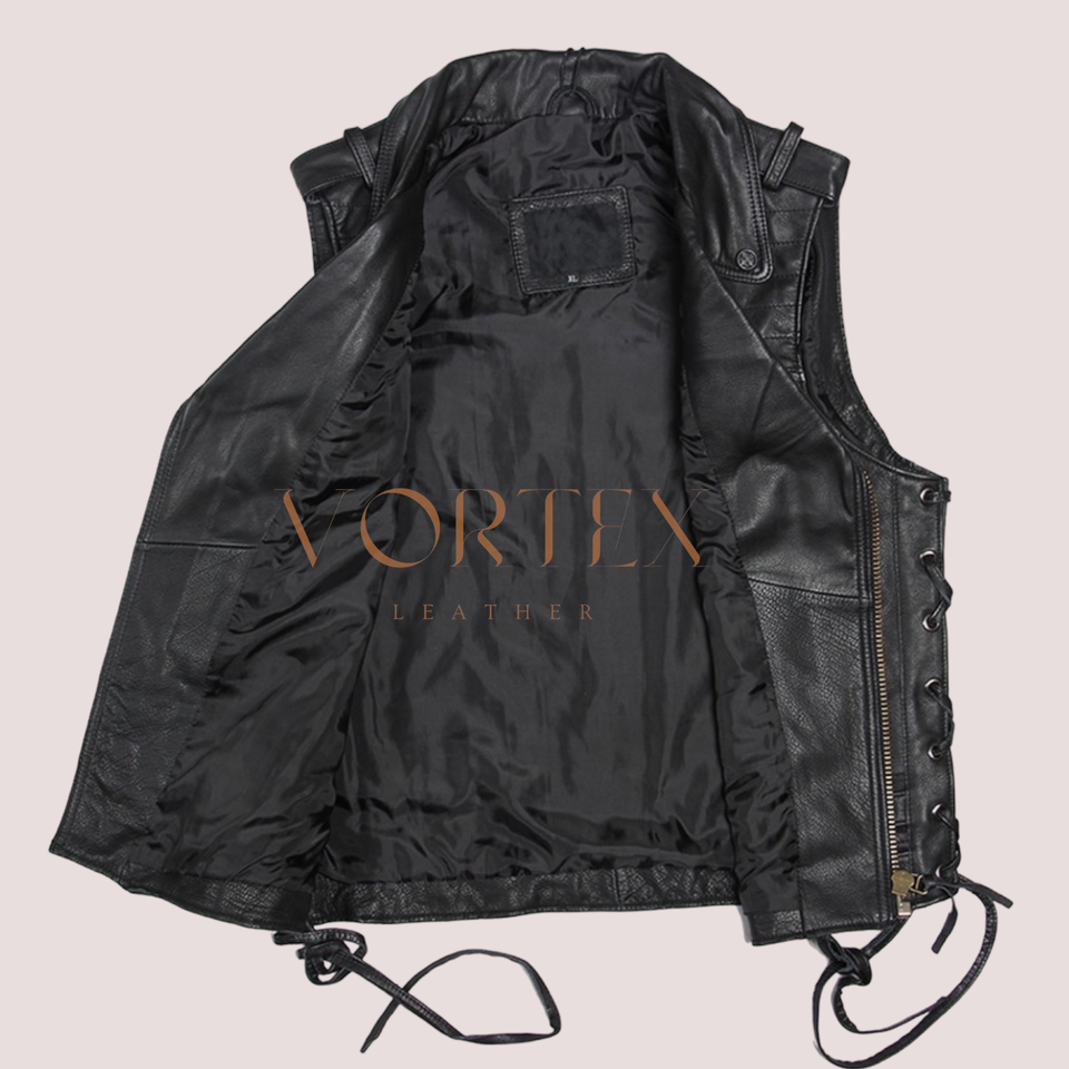 Men's Black Lambskin Leather Vest Genuine Lambskin Leather Vest Classic Style | eBay