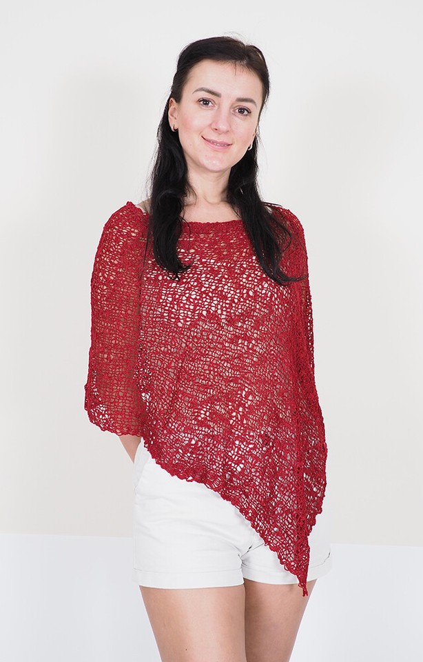 Ladies Small Poncho One Size Popcorn Plain Fish Net Crochet Batwing ...