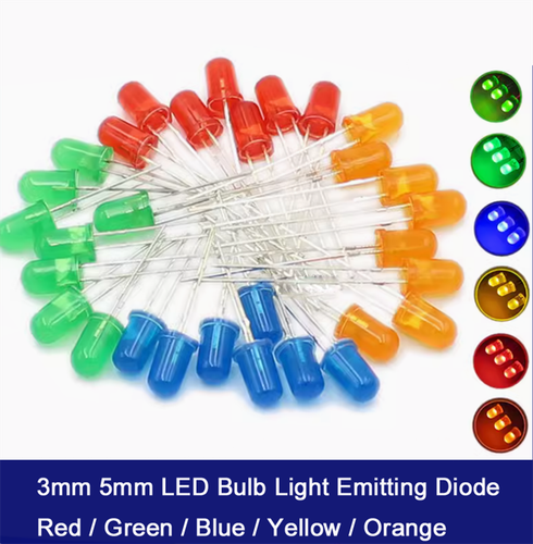 3mm 5mm LED Bulb Light Emitting Diode Red/Green/Blue/Yellow/Orange ...