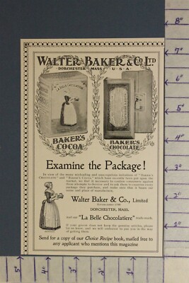 1900 WALTER BAKER COCOA COOK CHOCOLATE DORCHESTER KITCHEN HISTORIC AD A-1643 | eBay