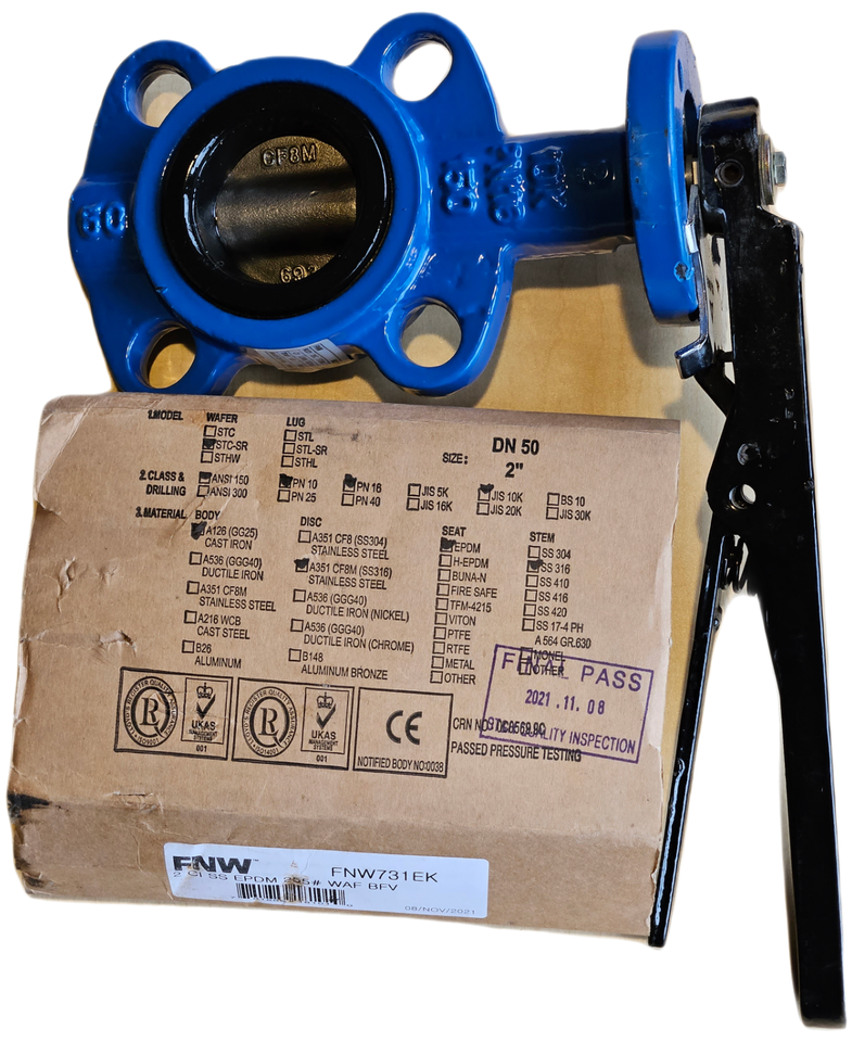 FNW® 731 Series 2 in. Cast Iron EPDM Locking Lever Handle Butterfly ...