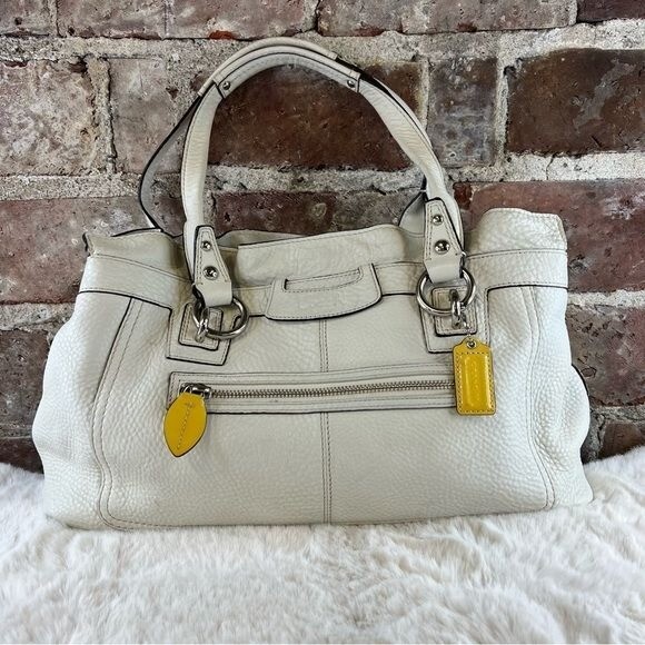 Coach White Pebbled Leather with Silver-Tone Details … - Gem