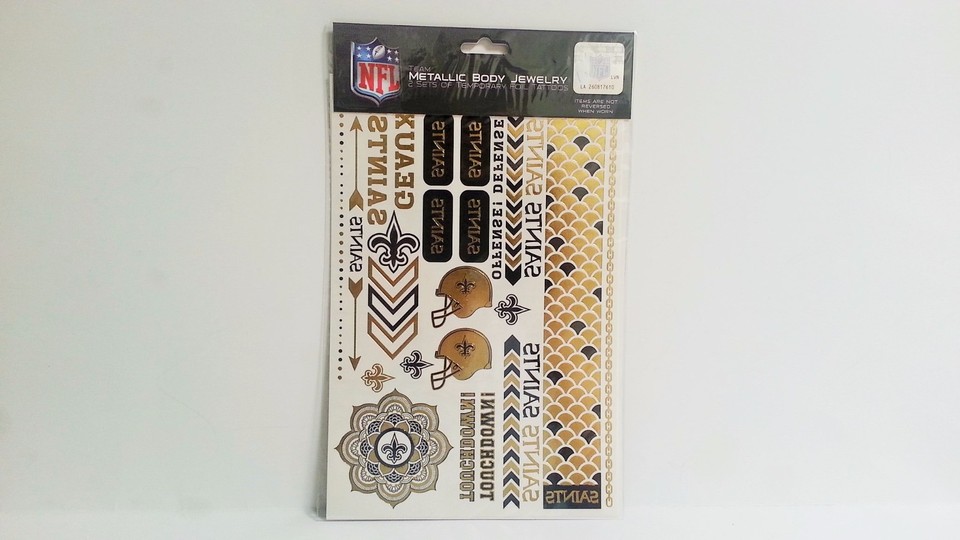 NFL Temporary Metallic Foil Tattoo Body Jewelry Set Choice of Teams | eBay