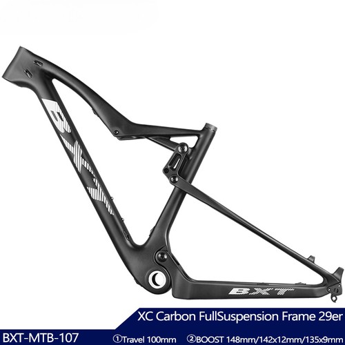 100mm Full Suspension Carbon Mountain Bike Frame Thru Axle 148mm Carbon ...