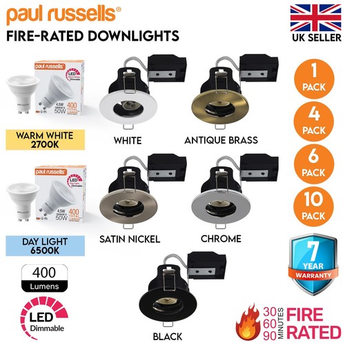 Recessed LED GU10 Downlight Ceiling Spotlights Fire Rated Fitting ...