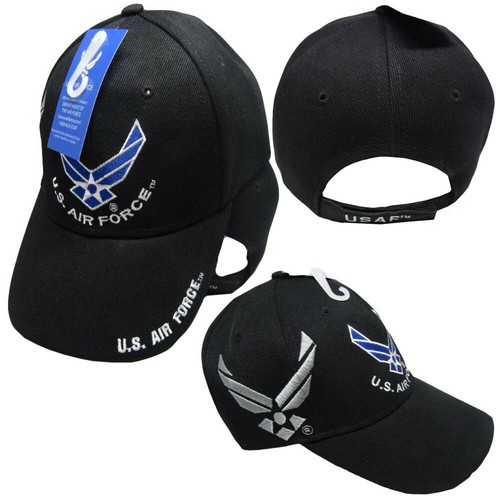 BLACK USAF UNITED STATES AIR FORCE WINGS LOGO HAT CAP ADJUSTABLE US USA ...