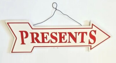 Wood Red and White Presents Arrow Sign by Ashland | eBay