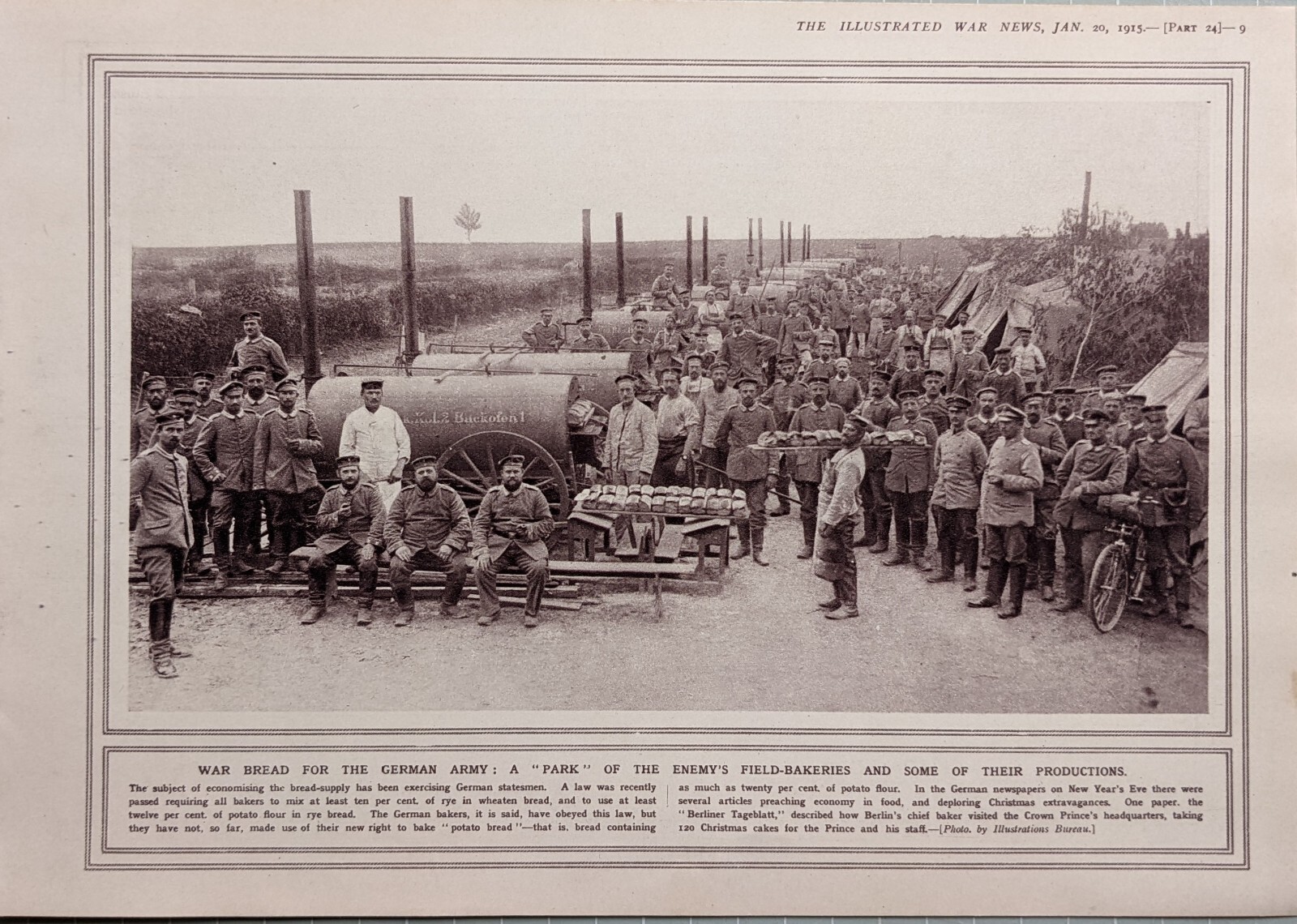 1915 WWI WW1 Imprimé Guerre Bread Armée Allemande Field Bakeries ...