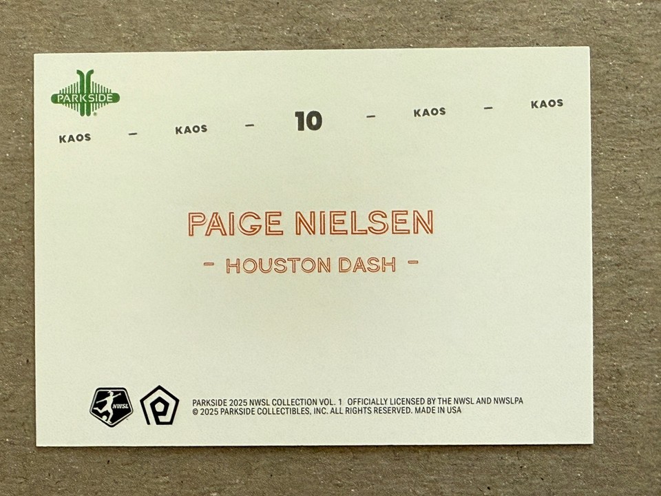 2025 Parkside PAIGE NIELSEN Insert KAOS #10 Limited to /100 SP Houston ...