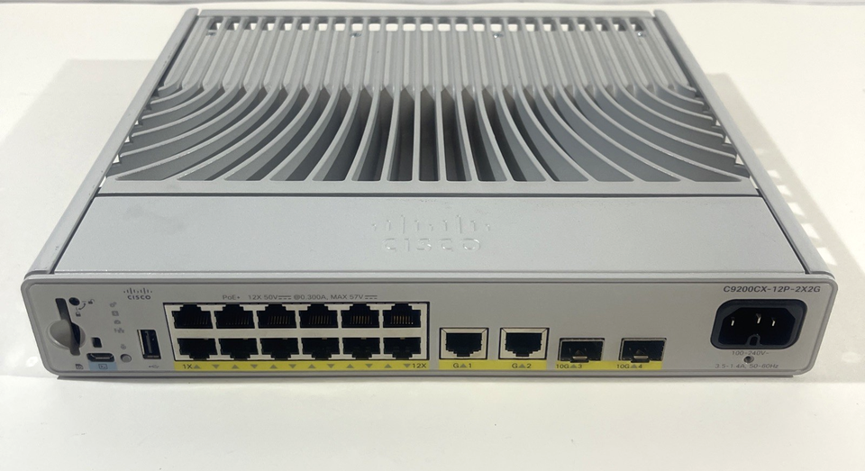 Cisco C9200CX-12P-2X2G-E Catalyst 12 Port 1G PoE+ Switch W/ POWERCORD ...