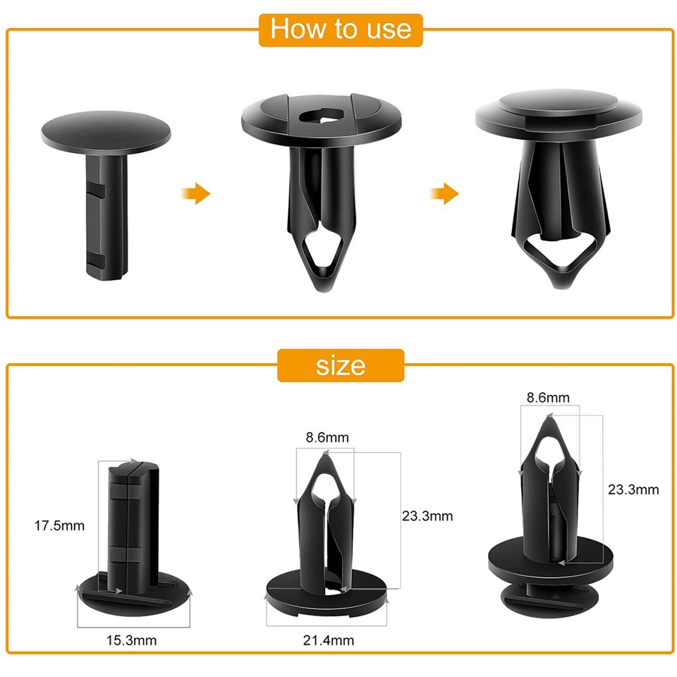 100X For Honda 90653-HC4-900 Retainer Clips Push Pin Splash Guard Body ...