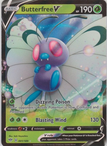 Pokemon TCG SS Darkness Ablaze 001/189 Butterfree V Holographic Rare ...