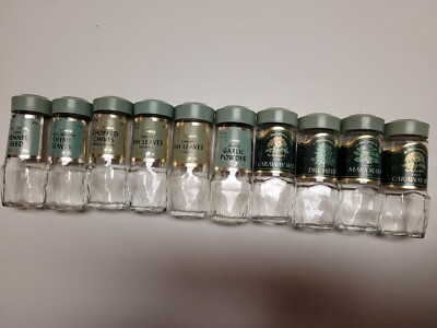 Vintage Lot Of 10 McCormick Green Lid Glass Spice Jars Bottles Empty ...