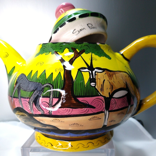 Hand Painted Ceramic TEAPOT by SAM PHIRI for PENZO 2011 5.5" Tall ...