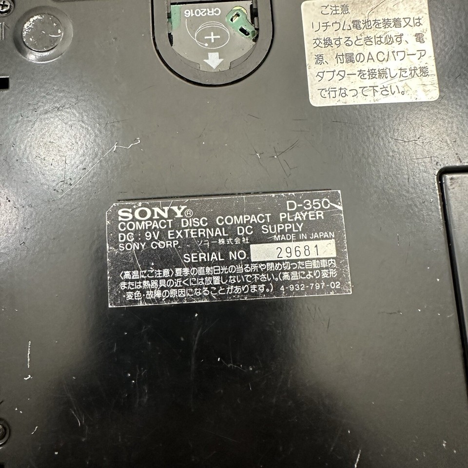 Sony D-350 Vintage Discman Portable CD Player with Rechargeable Battery ...