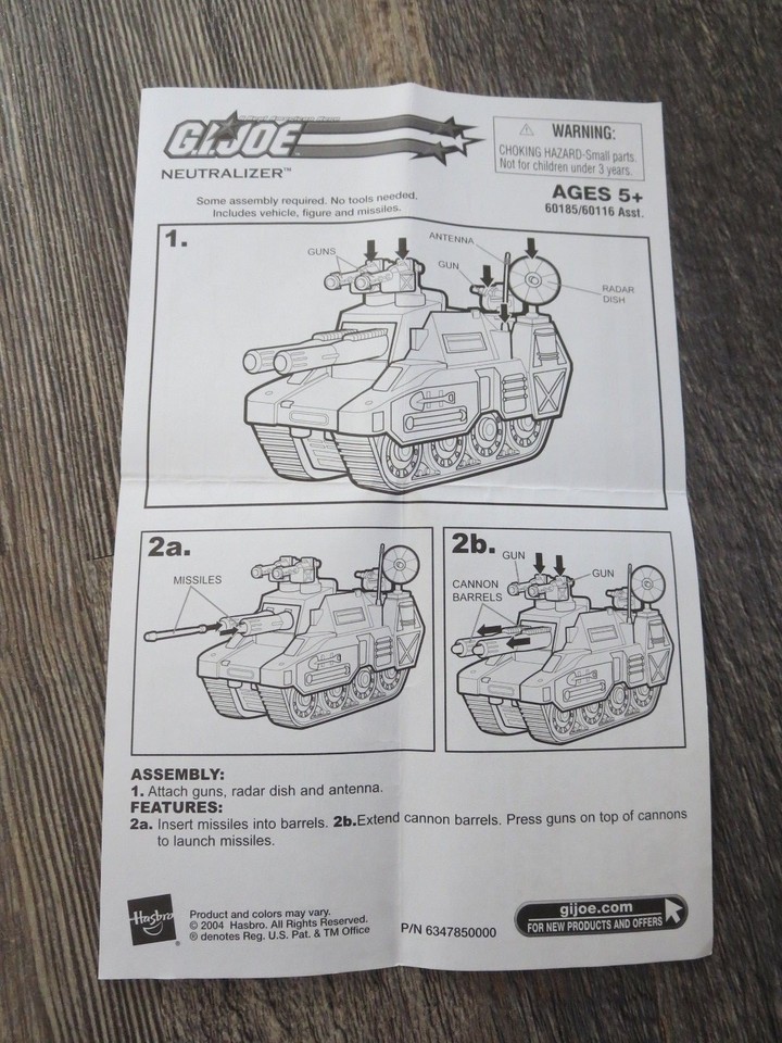 Neutralizer Blueprints/Instructions GI JOE 2004 | eBay