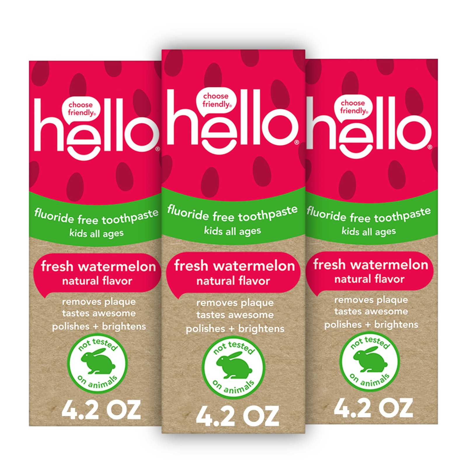 Fresh Watermelon Fluoride Free Kids Toothpaste, 4.2 Oz Tube Pack of 3 ...