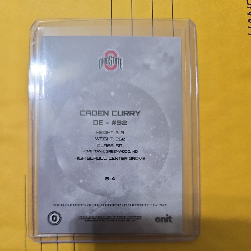 Caden Curry 2025 Onit Gravity Signature Auto 52/65 Ohio State Buckeyes ...