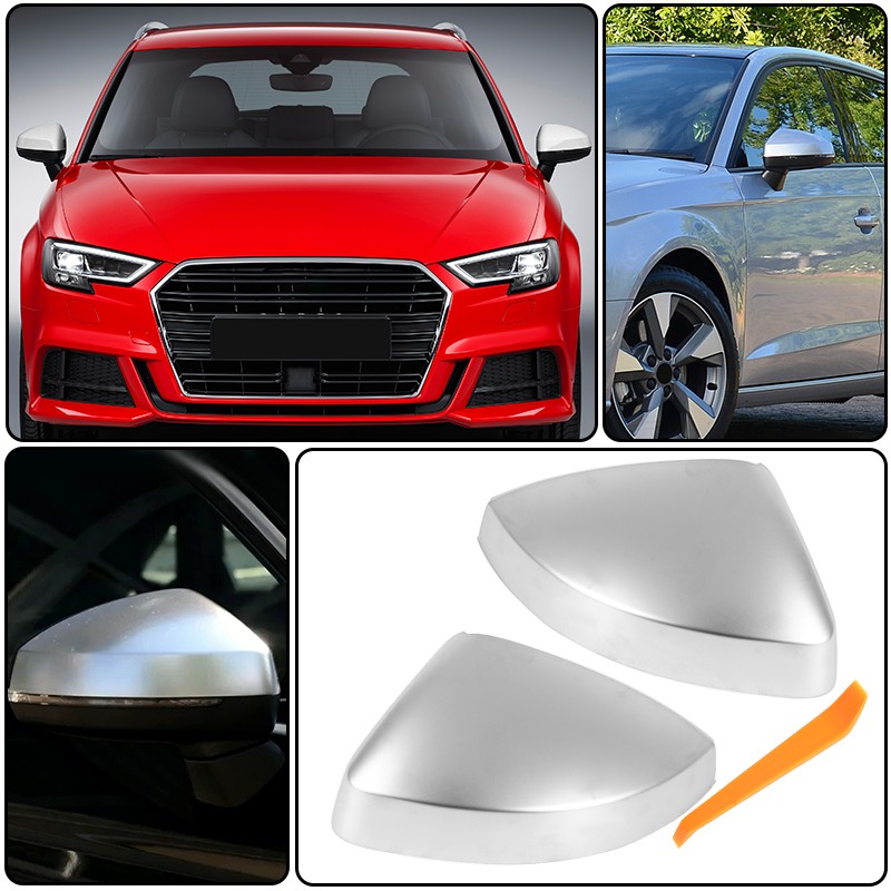 LEFT & RIGHT FOR 2013-2019 AUDI A3 8V S3 RS3 SILVER DOOR WING MIRROR ...