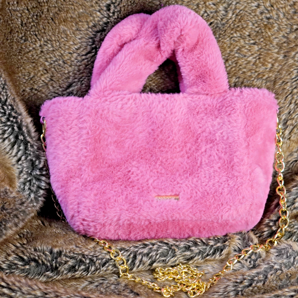 Skinnydip x Barbie Pink Grab Bag Fluff Fur Mini Tote 2023 Limited Added ...
