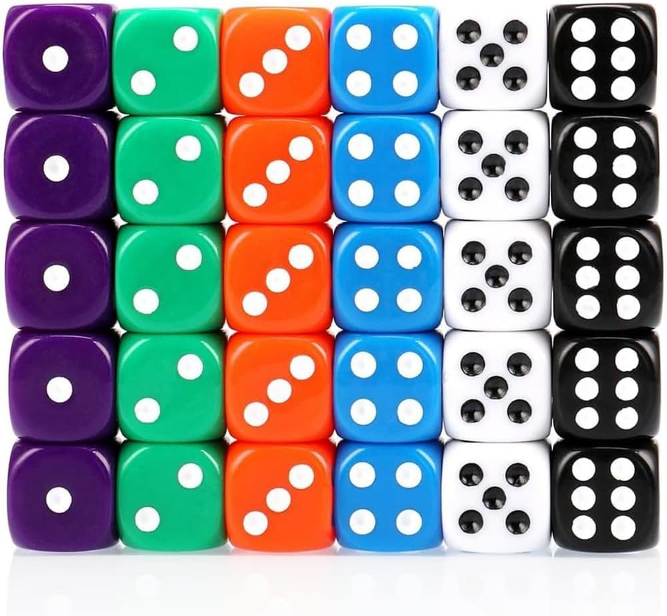 Dice Set 30PCS - 6 Sided 16Mm 6 Colours Spot Game Dice Set for Smoother ...
