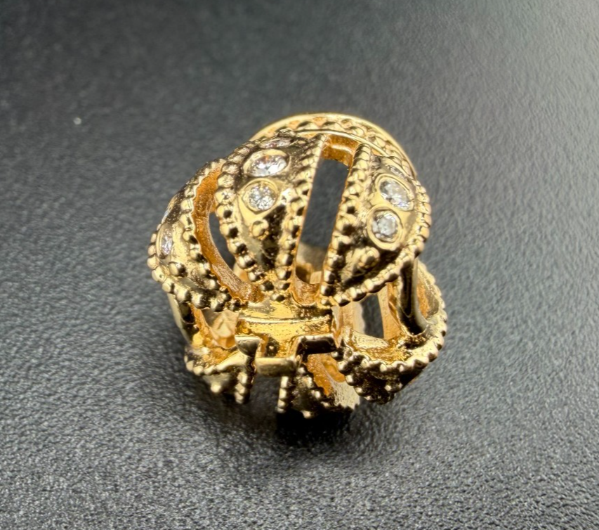 PANDORA 585 14K YG YELLOW GOLD ROYAL CROWN DIAMOND CHARM BEAD 750453D ...