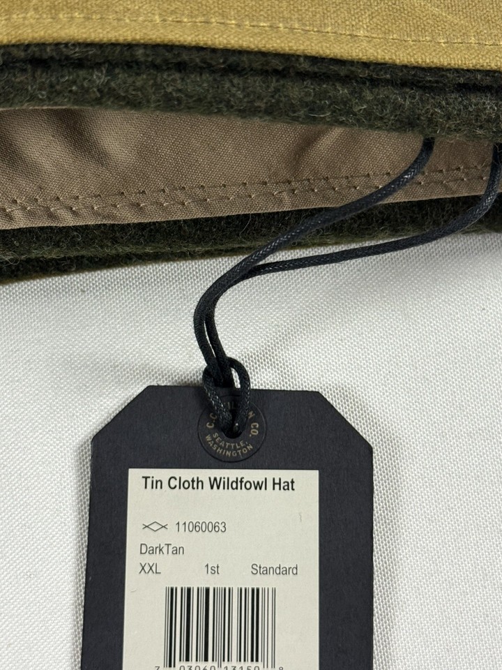 FILSON TIN CLOTH WILDFOWL HAT DARK TAN SIZE 2XL NWT LAST ONE | eBay