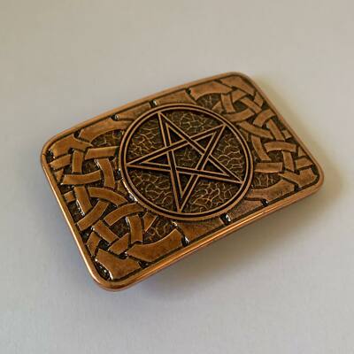 Pentagram Celtic Knot Belt Buckle Five Pointed Star Rectangular Occult ...