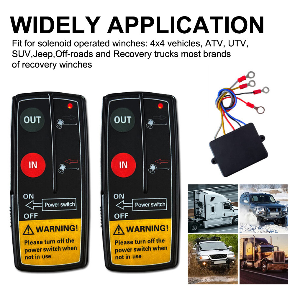 Wireless Winch Remote Control Kit 12V Receiver 160ft Twin Switch ...