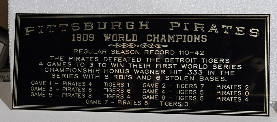 Pittsburgh Pirates 1909 WORLD SERIES CHAMPIONS 4x10 engraved plate | eBay