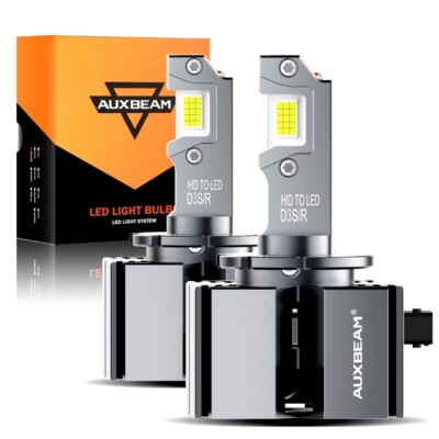 AUXBEAM LED Headlight Bulbs D3 D3S D3R High Low Beam HID Conversion Kit ...