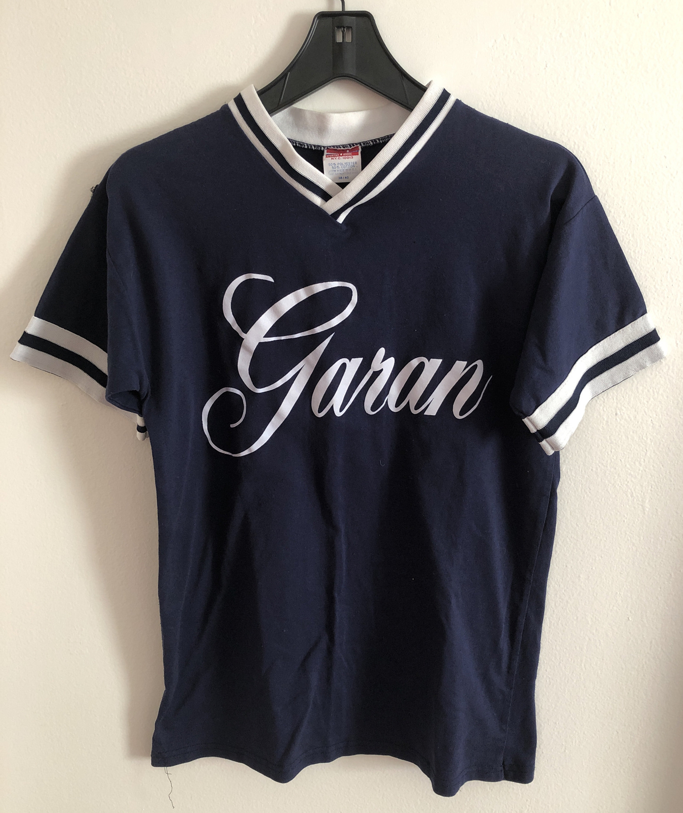 Vtg Empire Sporting Goods Navy V Neck Sz 38/40 Short Sleeve Garan T ...