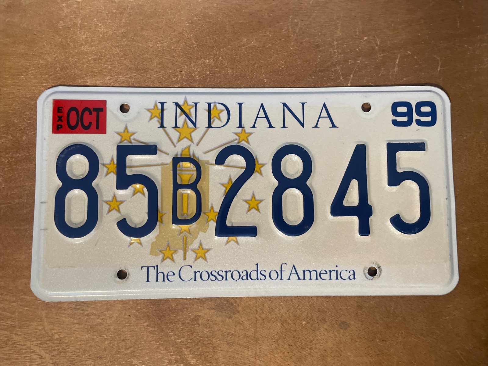 1999 Indiana License Plate Crossroads Of America # 85 B 2845 Wabash ...