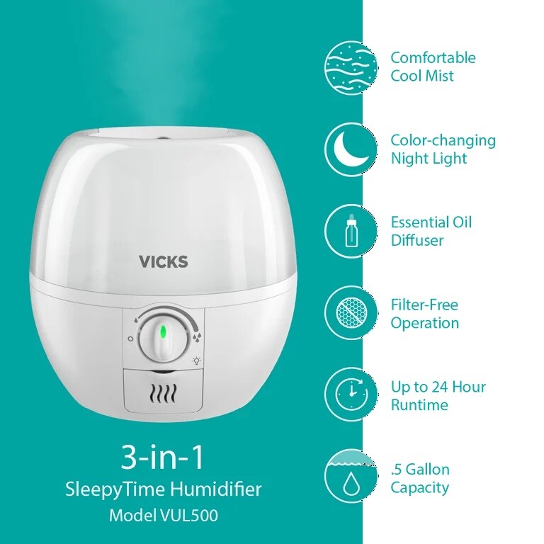 VICKS 3-in-1 Sleepy Time Humidifier/Diffuser/Night-Light | eBay
