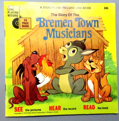1960s Walt Disney Bremen Town Musicians Book & Record Set 33 1/3 RPM ...