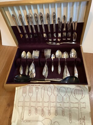 Vintage 85 Pc Nobility Plate Silverplate Silverware REVERIE Flatware ...