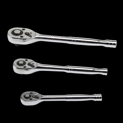 3pc Heavy Ratchet Handle Set 1/4" 3/8" 1/2" Long Reach Wrench Quick ...