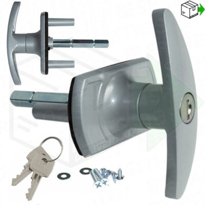 HENDERSON GREY SILVER Handle Garage Door Lock 35mm LONG SHAFT Merlin ...