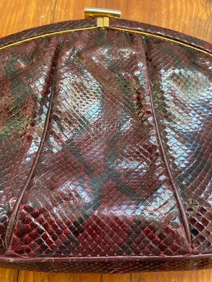 Finesse La Model Vintage 80s Snakeskin Bag Convertible Clutch W/ Gold ...
