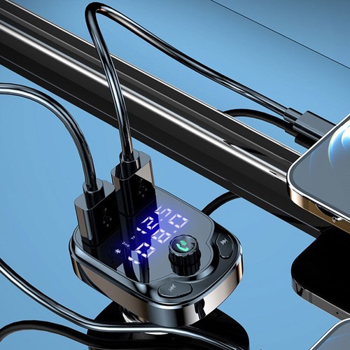 1x Bluetooth 5.0 FM Transmitter 2 USB Fast Charger QC 3.0 Car Charger ...