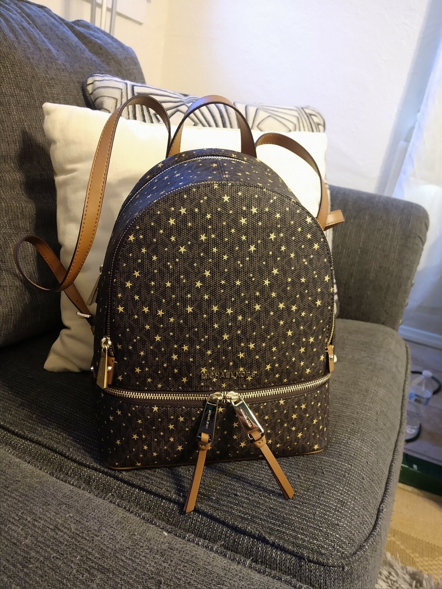 Michael Kors Rhea Zip Logo Stars Brown, Medium Backpack Michael Kors Rhea Zip Logo Stars Brown, Medium Backpack