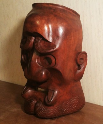 PACIFIC ISLAND tribal mask vtg phillipines wood wall carving antique ...