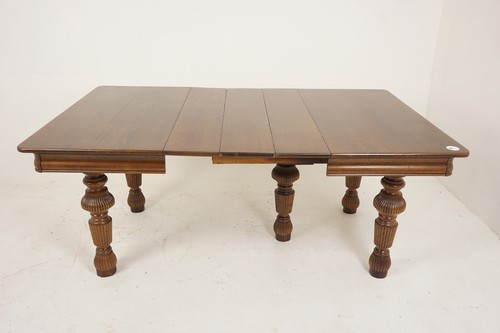 Antique Tiger Oak Dining Table, 3 leaves, 5 legs, American 1910, H691 ...