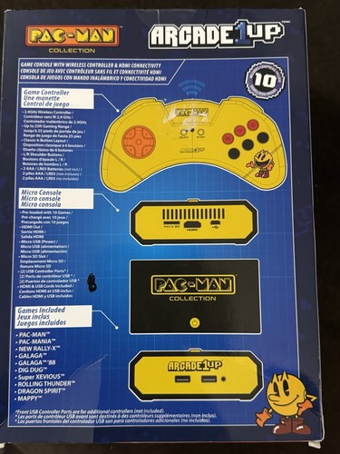 Pac-Man Arcade 1 Up HDMI Game Console with Wireless Controller 10 Games ...