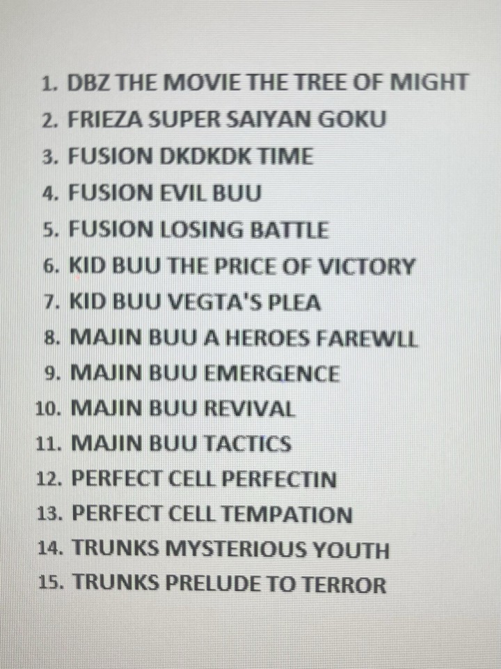 Dragon Ball Z DBZ 15 DVD LOT FUSION BUU FRIEZA MAJIN TRUNKS PERFECT ...