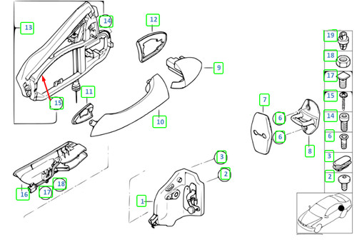 NEW BMW X5 E53 REAR RIGHT DOOR HANDLE COVER 51228243636 ORIGINAL 51-22 ...